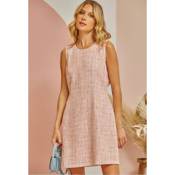 ANDREE BY UNIT | Dresses | Pink Tweed Sleeveless Dress Andree By Unit ...